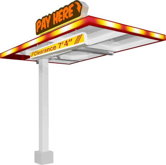 EDGE ILLUMINATED STRAIGHT CANOPY - SINGLE POST - TSS Car Wash Equipment