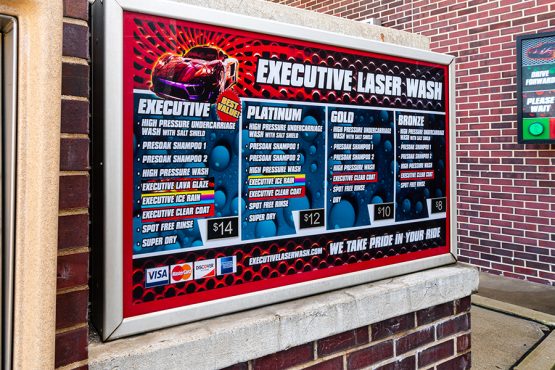 SLIM VERTICAL MENU SIGN - TSS Car Wash Equipment