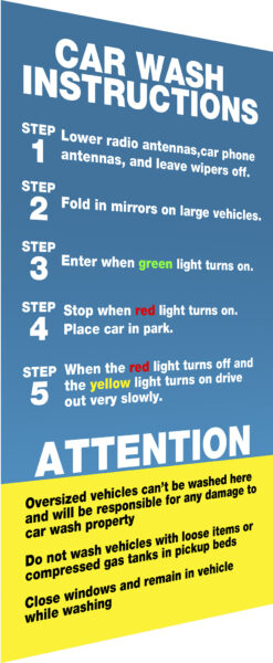 Wall Mounted Disclaimer/ Instructional Signs - TSS Car Wash Equipment