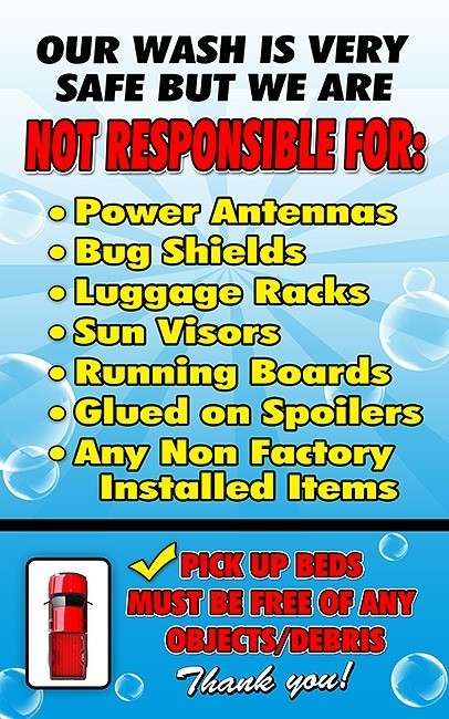 Wall Mounted Disclaimer/ Instructional Signs - TSS Car Wash Equipment