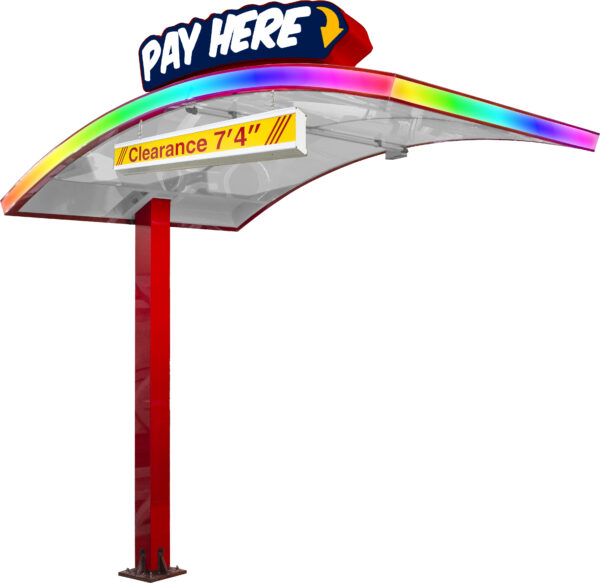 EDGE ILLUMINATED CURVED CANOPY - SINGLE POST - TSS Car Wash Equipment